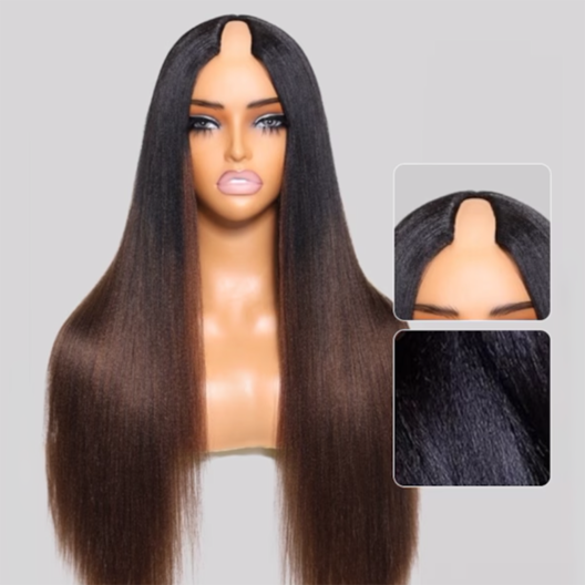 Unice V Part Yaki Lisse Marron Foncé Sans Colle Glueless Humains ...
